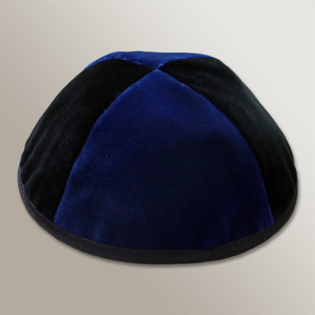 Velvet kippah royal blue and black – The Kippa