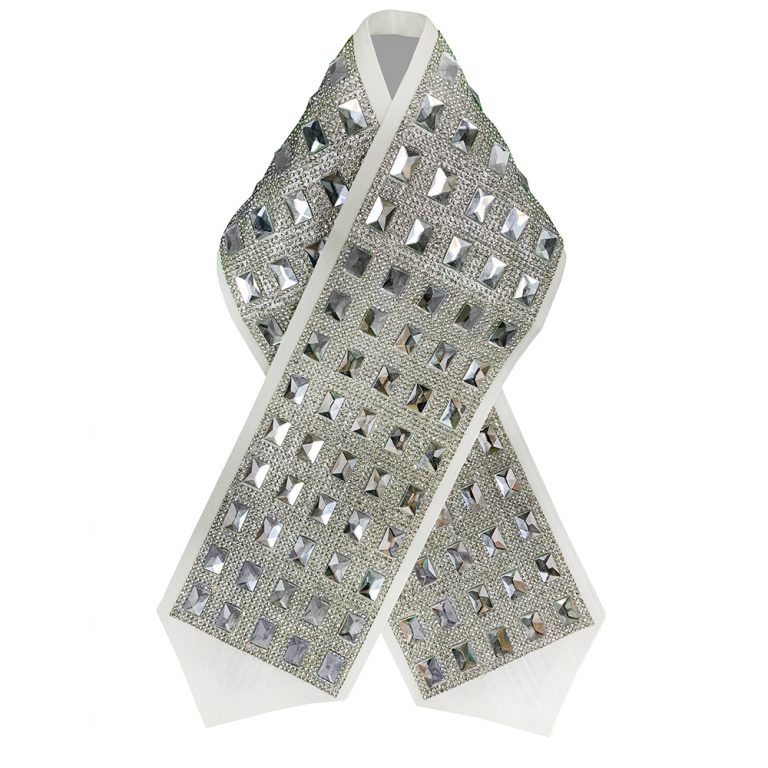 Atarah for Tallit with big transparent rectangular Crystal on natural ...